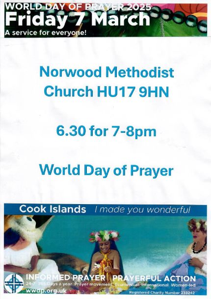 World Day of Prayer, Friday 7 March, 6.30 for 7-8pm with liturgy from ...